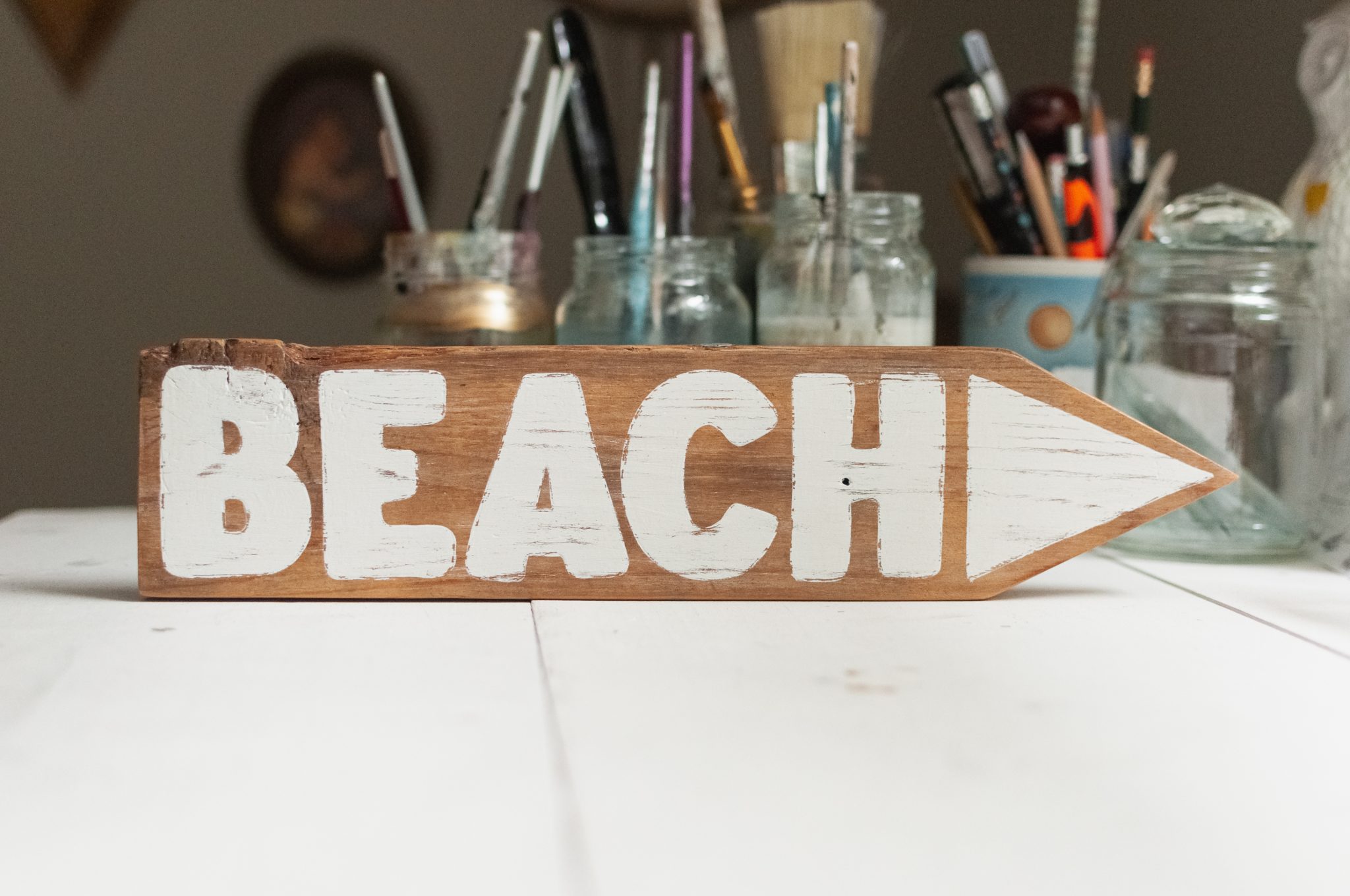 Handmade Wood Beach Directional Arrow Sign – foxandpennydesign.com